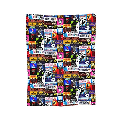 Broadway Musical Collage Blanket Cute Anime Fleece Throw Blankets and Throws for Couch Bed Sofa Office Ultra Soft Lightweight Plush Cozy Warm Flannel Blanket 60"X50"