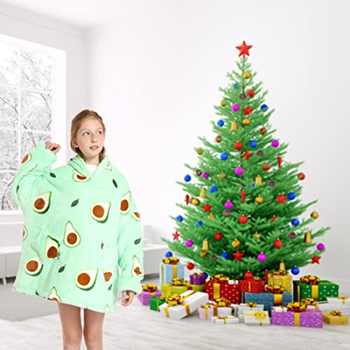 Darrenvan Women Wearable Blanket Hoodie: Oversized Hooded Blanket Sweatshirt Large Pocket Super Soft Warm Comfortable Adults Pajamas Butyrospermum Parkii