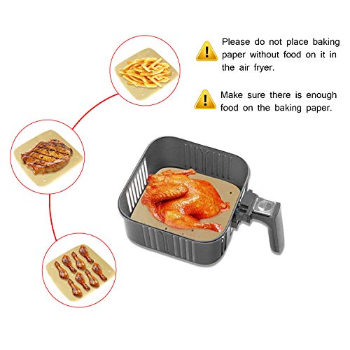Air Fryer Parchment Paper Liners(8.7"×8.7") 100Pcs Compatible with XXL Philips, NuWave Brio, Chefman, OMORC, Cuisinart, COSORI, Cooks Essentials, Power Airfryer Oven, Chef di Cucina, SARKI and More