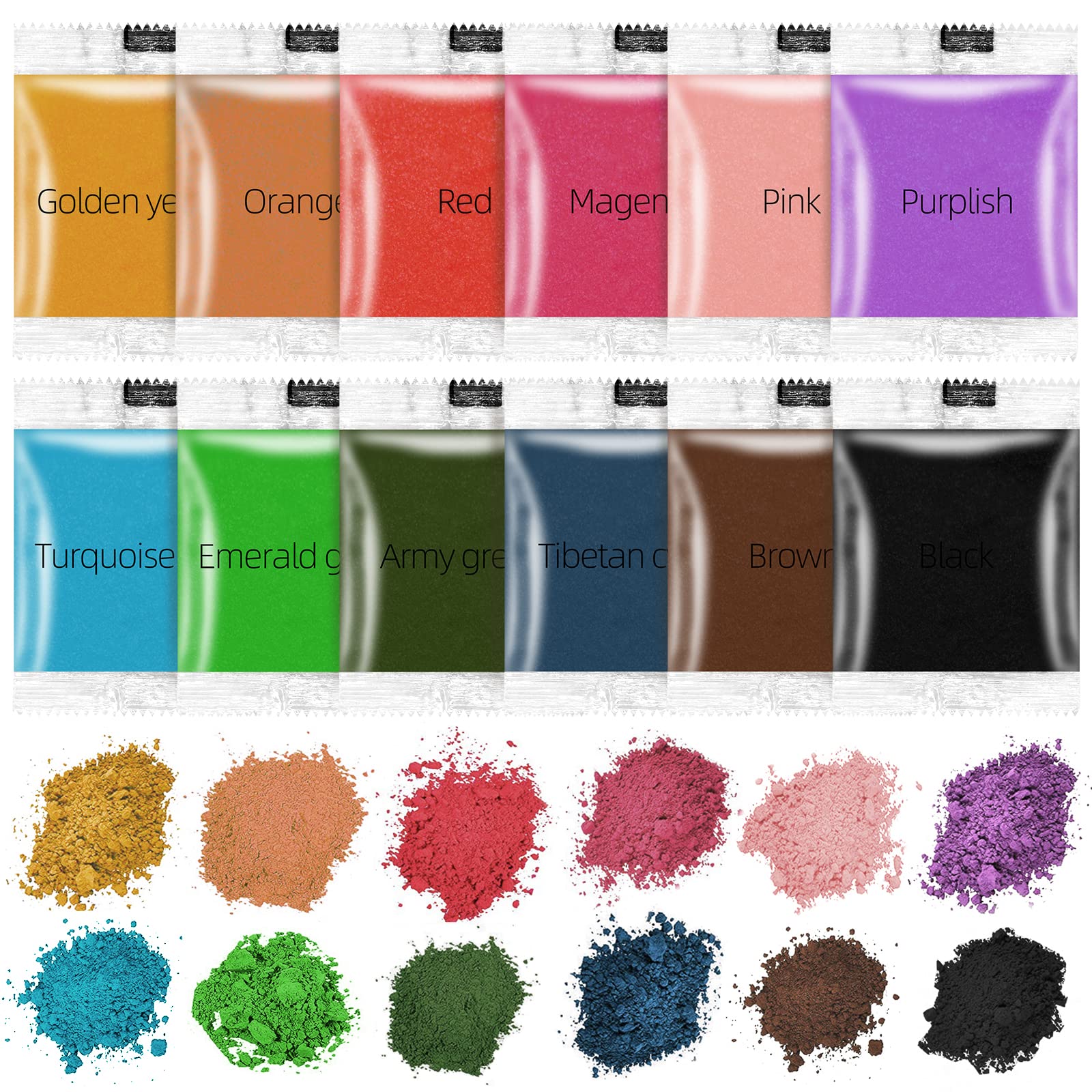 Tie Dye Powder, 12 Colors Dye Packets, Color Powder Packets Bright Fabric Dye, Tie Dye Party Supplies Suitable for Children and Adults(12Pack,10G Per Pack)