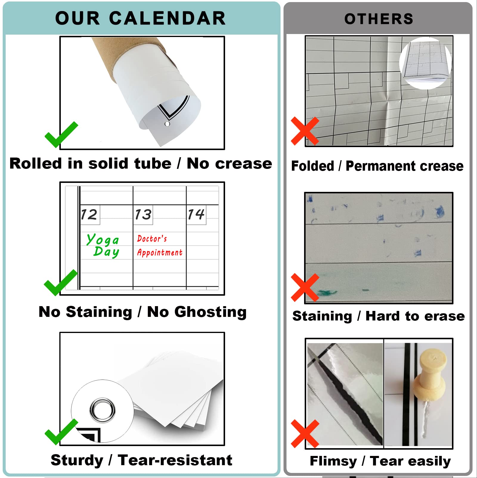 Dry Erase Calendar For Wall 4 Month,Large Blank Laminated Whiteboard Calendar,Oversized 120 Day Wall Planner,Four Month Jumbo Undated Erasable Schedule Poster For Home,Office,Classroom 24x36 Inch