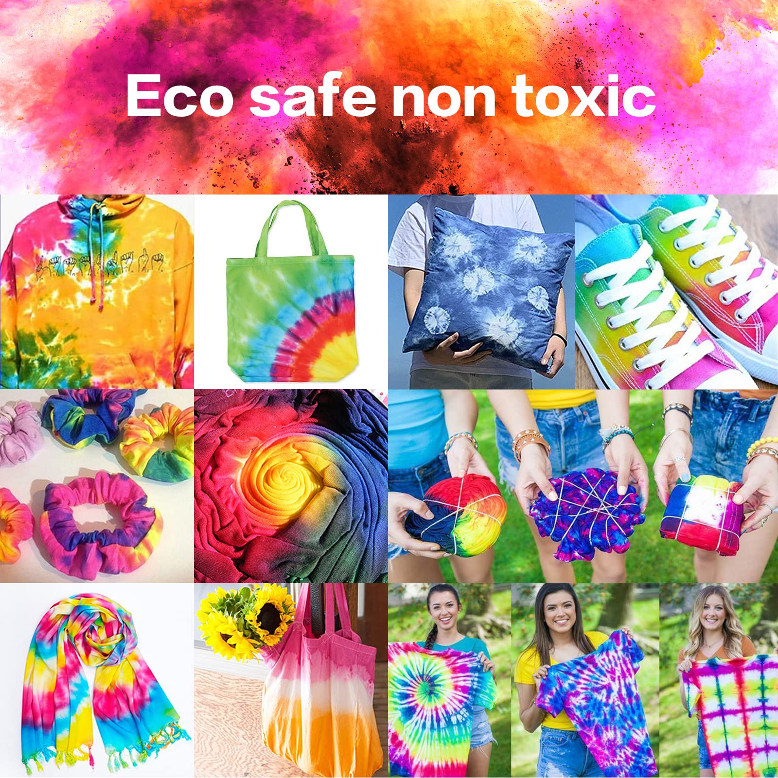Tie Dye Powder, 12 Colors Dye Packets, Color Powder Packets Bright Fabric Dye, Tie Dye Party Supplies Suitable for Children and Adults(12Pack,10G Per Pack)