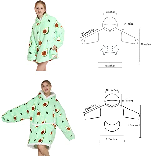 Darrenvan Women Wearable Blanket Hoodie: Oversized Hooded Blanket Sweatshirt Large Pocket Super Soft Warm Comfortable Adults Pajamas Butyrospermum Parkii