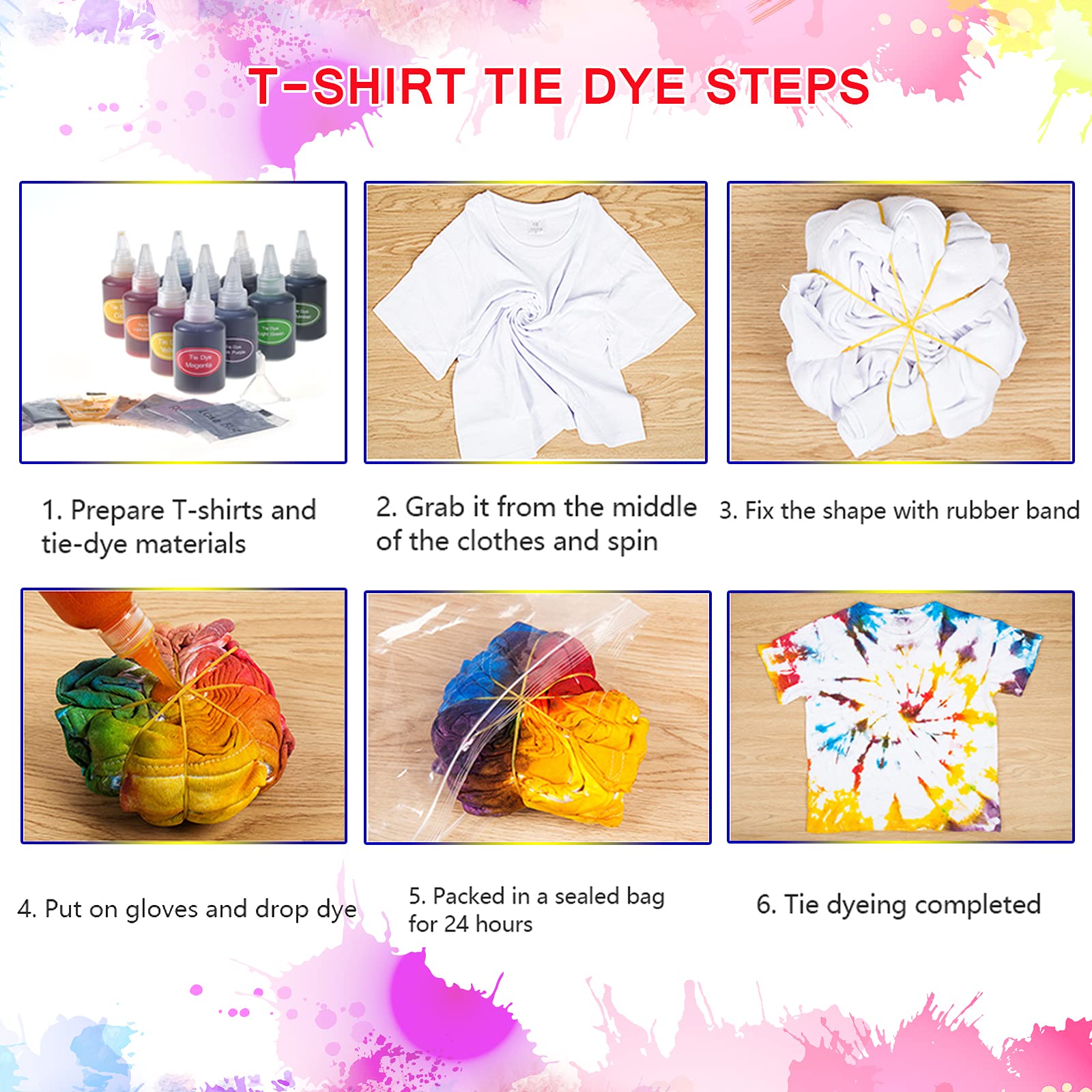 Tie Dye Powder, 12 Colors Dye Packets, Color Powder Packets Bright Fabric Dye, Tie Dye Party Supplies Suitable for Children and Adults(12Pack,10G Per Pack)