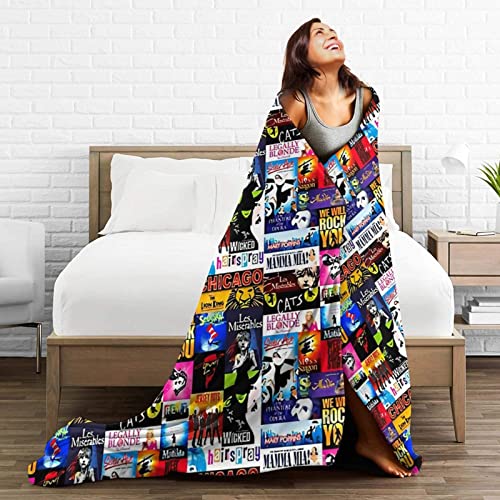Broadway Musical Collage Blanket Cute Anime Fleece Throw Blankets and Throws for Couch Bed Sofa Office Ultra Soft Lightweight Plush Cozy Warm Flannel Blanket 60"X50"