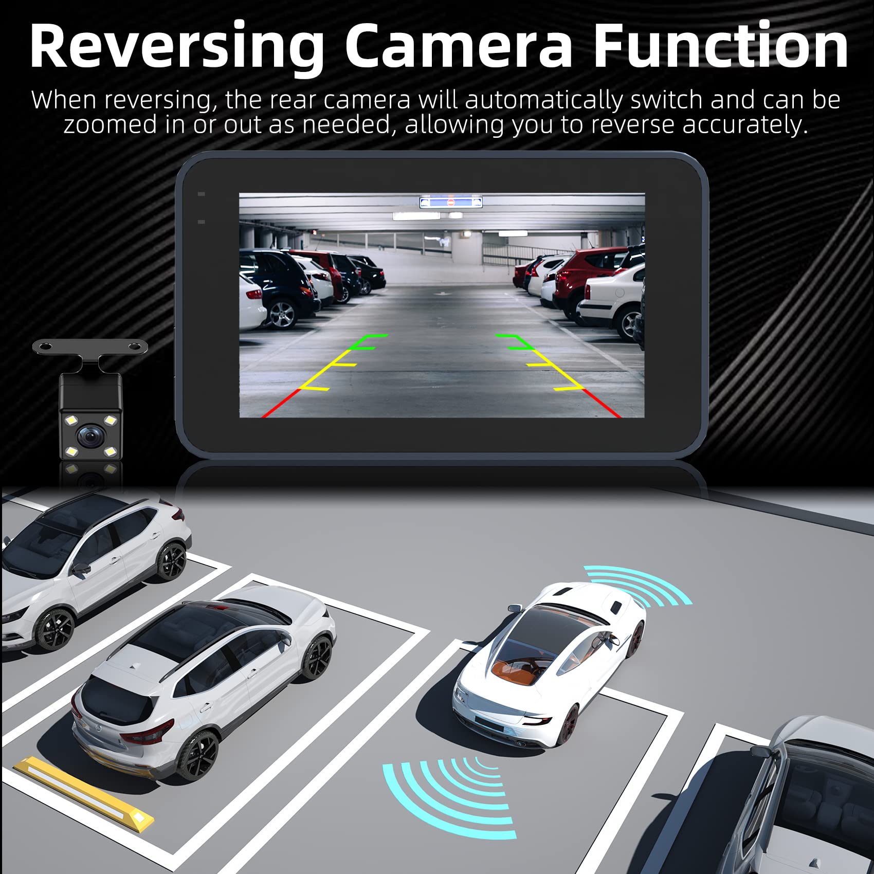 2K Dash Cam WiFi, Front and Rear Dash Camera for Cars Night Vision WDR Dashcam with 3 Inches, 170° Wide Angle, GPS Included, HD Screen Loop Recording, G-Sensor, Parking Monitor, with Free 32GB Card