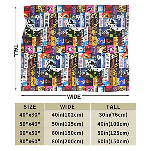 Broadway Musical Collage Blanket Cute Anime Fleece Throw Blankets and Throws for Couch Bed Sofa Office Ultra Soft Lightweight Plush Cozy Warm Flannel Blanket 60"X50"