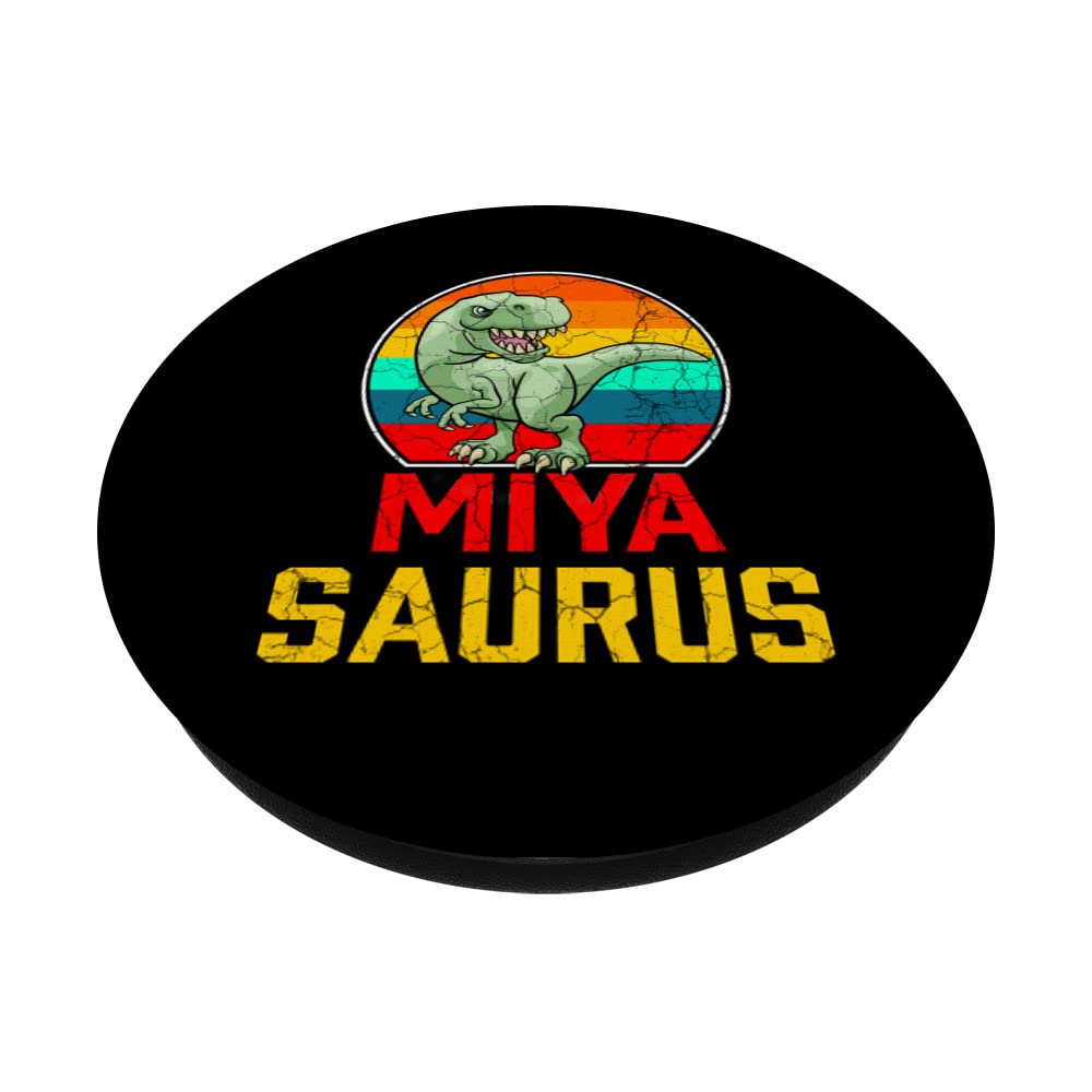 Miya Saurus Family Reunion Last Name Team Funny Custom PopSockets Swappable PopGrip