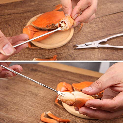 Ajmyonsp 12Pcs Crab Crackers and Tools/Lobster Nut Crackers and Picks - 6 Crab Leg Forks 4 Lobster Shellers, 2 Stainless Steel Seafood Crackers & Storage Bag