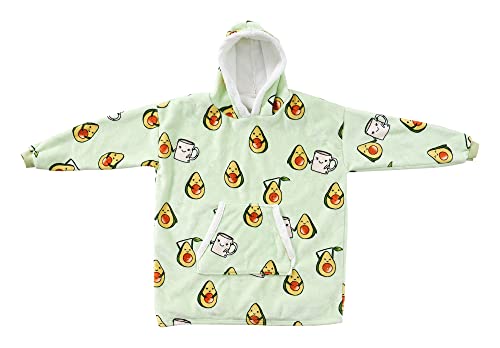 FEDERI Oversized Turkish Sherpa Fabric Wearable Blanket Hoodie | Plush Fleecee Sweatshirt for Men and Women|One Size Fits All (Avocado, Standard Oversized)