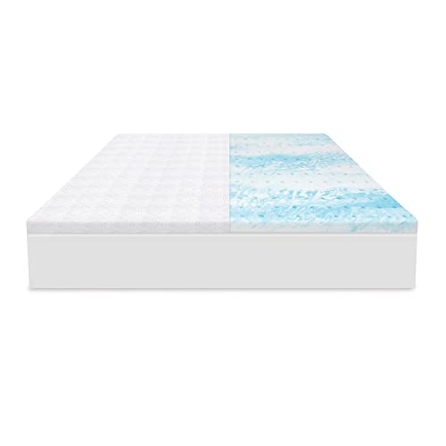 SensorPEDIC Majestic 2-Inch Gel Swirl Memory Foam Mattress Topper, Full, White
