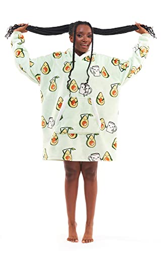 FEDERI Oversized Turkish Sherpa Fabric Wearable Blanket Hoodie | Plush Fleecee Sweatshirt for Men and Women|One Size Fits All (Avocado, Standard Oversized)