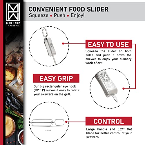 MAILLARD MASTERS Metal Skewers for Kabobs - Flat BBQ Skewers for Grilling with Sliders + Corn Holders. Carrying Case Giftset. Grill Meats, Shrimp, Chicken and Veggies like a PRO (16 pcs total)