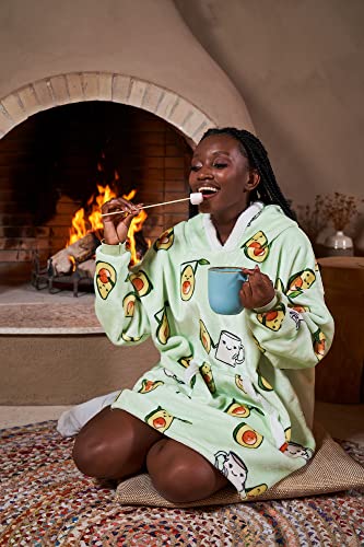 FEDERI Oversized Turkish Sherpa Fabric Wearable Blanket Hoodie | Plush Fleecee Sweatshirt for Men and Women|One Size Fits All (Avocado, Standard Oversized)