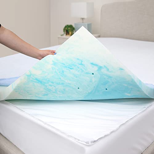 SensorPEDIC Majestic 2-Inch Gel Swirl Memory Foam Mattress Topper, Full, White