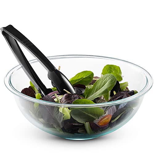 Plastic Tongs for Serving (Pack of 12) 9 Inch - Heavy-Duty Hard Plastic Reusable or Disposable Serving Tongs for Catering, Dinner Parties, Banquets, Buffets, Events, Weddings and Everyday Use, Black