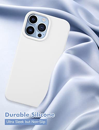 Kimguard Silicone Magnetic Case for iPhone 13 Pro Max Magsafe Case Silicone Phone Case with Microfiber Lining for iPhone 13 Pro Max 6.7 inch 2021,White