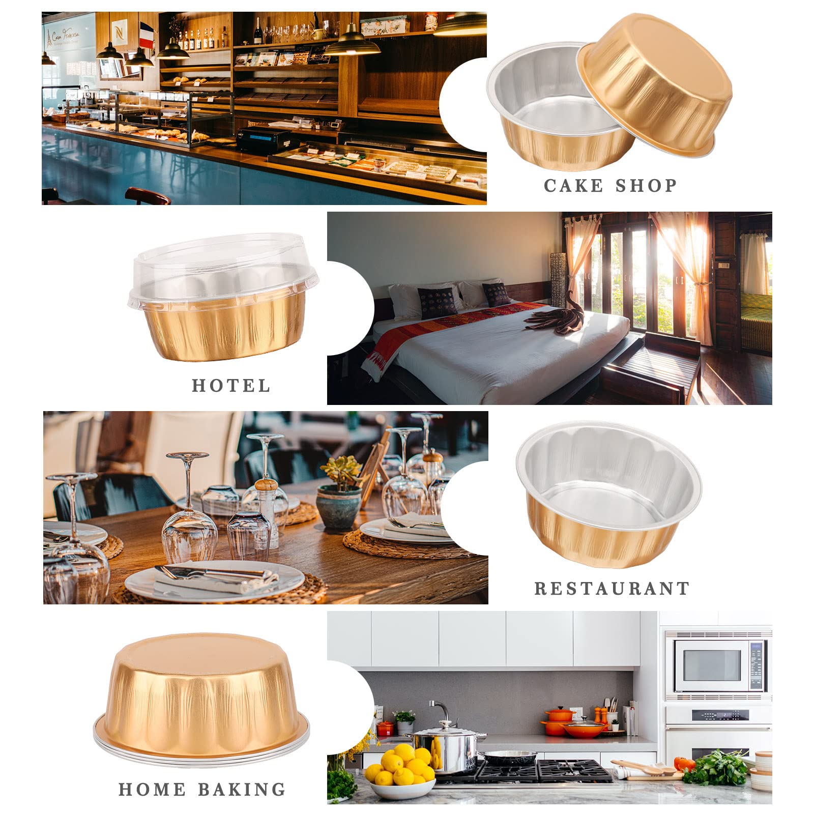EUSOAR Disposable Foil Ramekins with Lids, 30 pack 8oz 235ml Aluminum Foil Muffin Liners Cupcake Baking Cups, Mini Pie Pans with Lids, Foil Baking Cups Containers for Creme Brulee or Cupcake