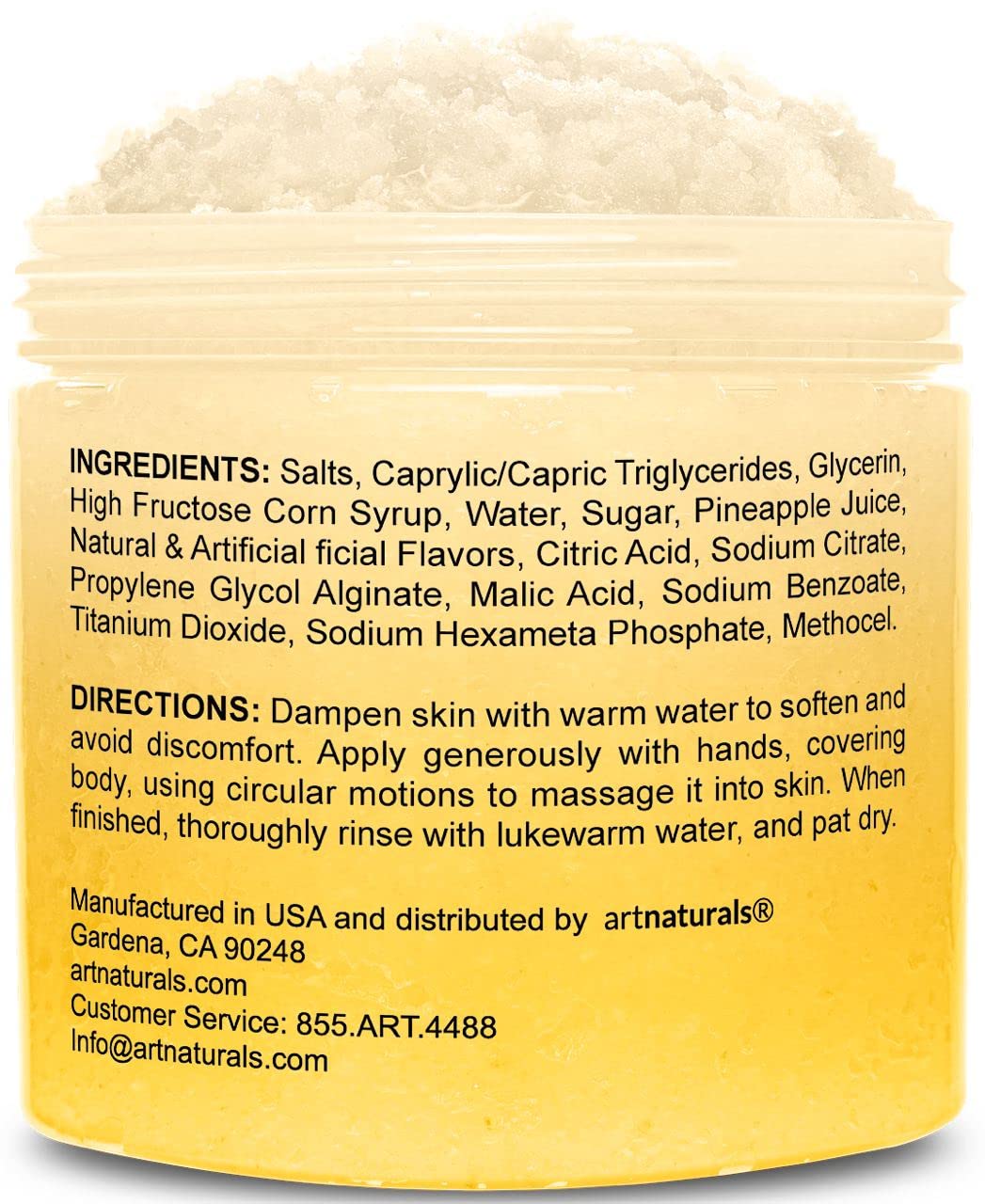 Pina Colada Body Scrub β Moisturizing Vitamin C, Potassium, Amino Acids & Nourishing Body Oils -Exfoliating Salt Scrub For Body - Win Against Aging & Dead Skin Scars- 10 oz