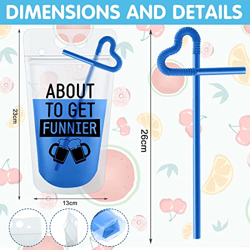 Drink Pouches with Straws Plastic Drink Bags with Zipper Party Beverage Bags Juice Pouches for Adults and Teens (36 Sets,9 Styles)