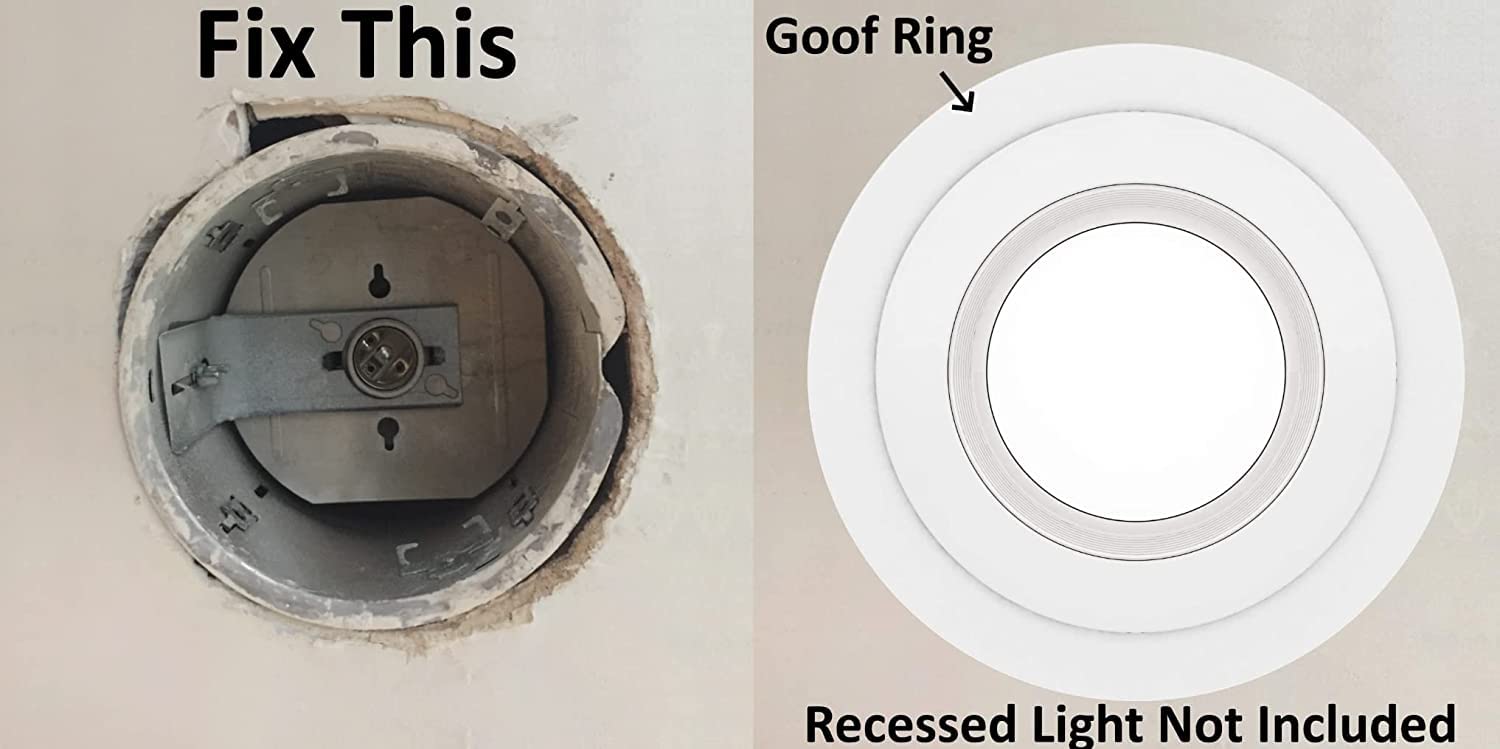 Lighting Labs 8 Pack Matte White Goof Trim Ring for 8" Inch Recessed Can Lighting Down Light, Outer Diameter 8.6 Inches, Inner Diameter 6.2 Inches
