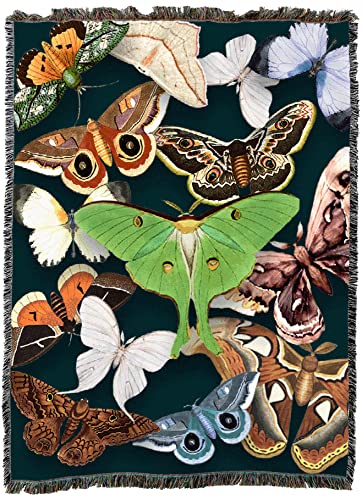 Pure Country Weavers Moths Emerald Blanket - Gift Tapestry Throw Woven from Cotton - Made in The USA (72x54)