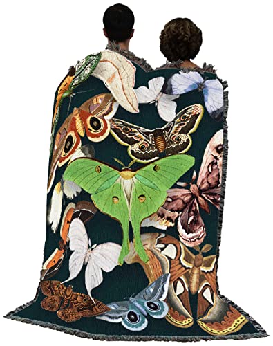Pure Country Weavers Moths Emerald Blanket - Gift Tapestry Throw Woven from Cotton - Made in The USA (72x54)