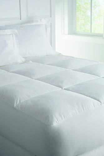 Peacock Alley Down Alternative Mattress Topper Enhancer, White, Queen – Hypoallergenic Mattress Cover with Lofty and Soft Quilted Top