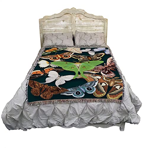 Pure Country Weavers Moths Emerald Blanket - Gift Tapestry Throw Woven from Cotton - Made in The USA (72x54)