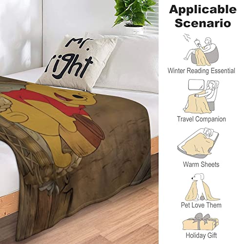 Cute Blanket Cartoon Plush Soft Warm Print Throws for Bed Couch Chair Living Room 60 x 50 in