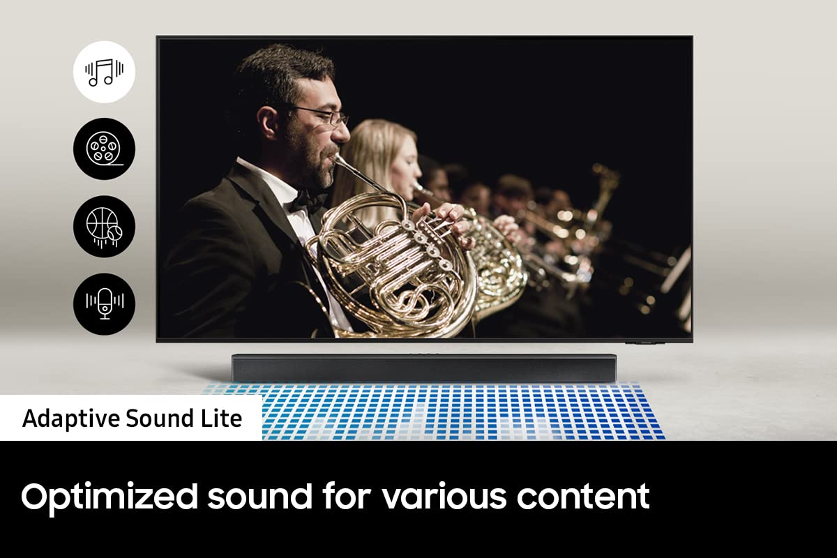 SAMSUNG HW-B450 2.1ch Soundbar w/Dolby Audio, Subwoofer Included, Bass Boosted, Wireless Bluetooth TV Connection, Adaptive Sound Lite, Game Mode, 2022 (Renewed)
