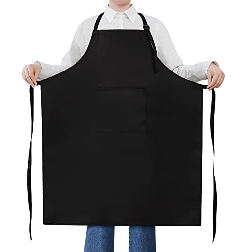 ROTANET Extra Large Aprons for Men Adjustable Bib Aprons with pocket Cooking Kitchen Bbq Grilling Big Apron for Women Chef Water & Oil Resistant Black