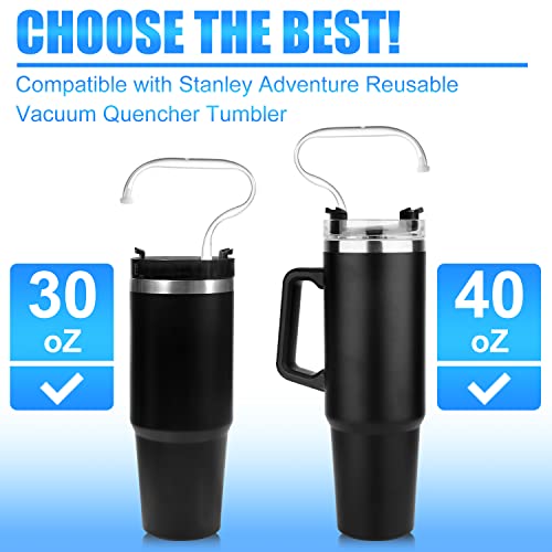 Anti Wrinkle Straw, 2pcs Plastic Prevent Wrinkle Straw Compatible with Stanley Adventure Quencher 40 oz Travel Tumblers,Anti Lip Drinking Straw Curved Straw,Reusable No Wrinkle Straws with Brush