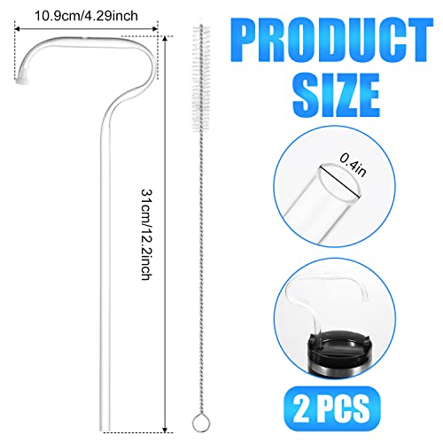 Anti Wrinkle Straw, 2pcs Plastic Prevent Wrinkle Straw Compatible with Stanley Adventure Quencher 40 oz Travel Tumblers,Anti Lip Drinking Straw Curved Straw,Reusable No Wrinkle Straws with Brush