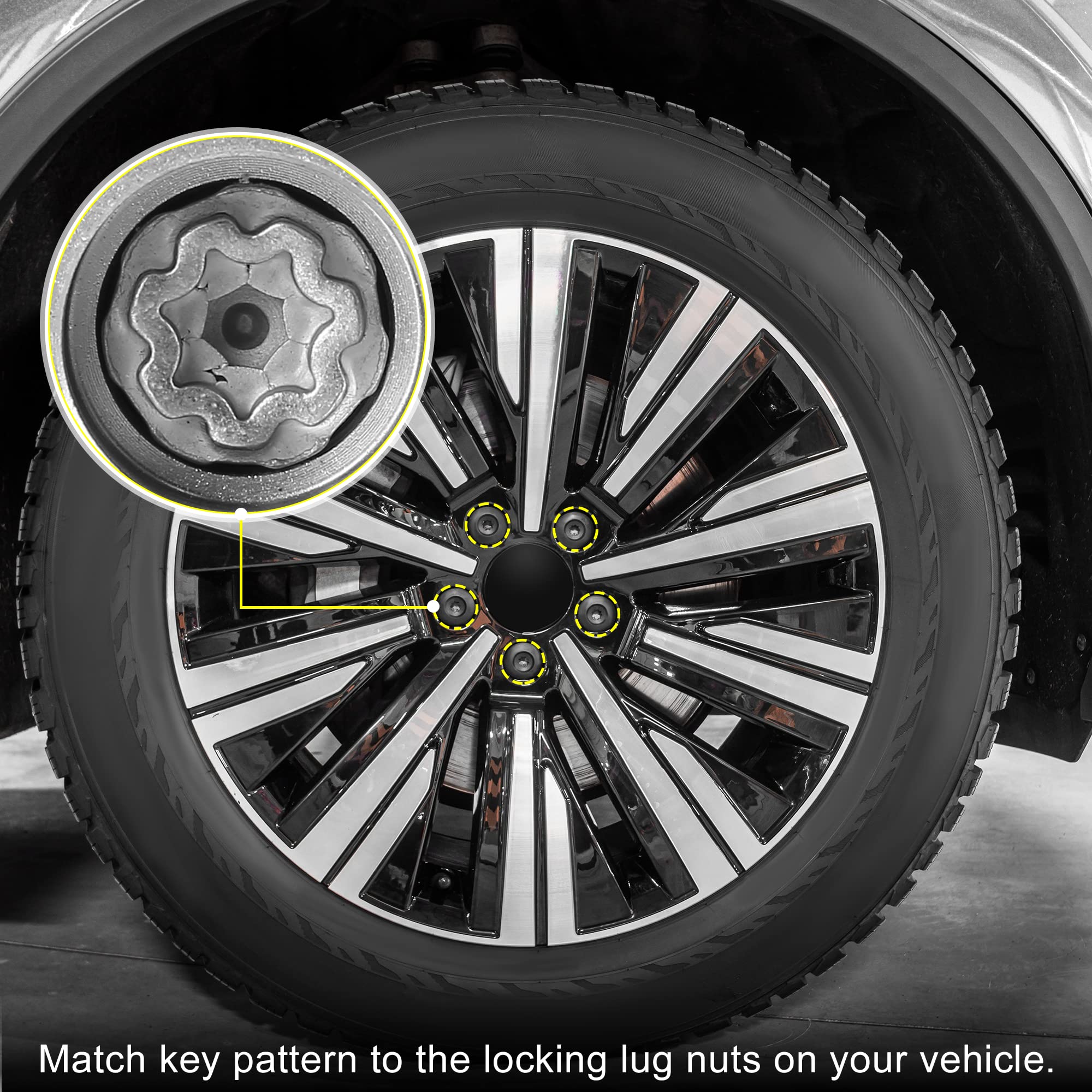 X AUTOHAUX Q Vehicle Wheel Lock Anti Theft Lug Nut Screw Removal Socket Key Wheel Lock Key for Audi A4L A5 A6L Q2L Q3 Q5 Q7 A8