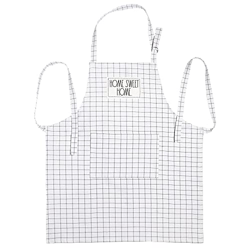 Rae Dunn Kitchen Apron for Adults, Adjustable Aprons for Cooking with Long Strap and Ties, Baking, BBQ, Machine Washable, Cotton Window Pane Apron Embroidered HOME SWEET HOME