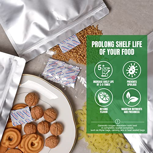 20 Packs 2000CC Oxygen Absorbers(Independent vacuum packaging), Premium Oxygen Absorbers for Long Term Food Storage With Oxygen Indicator In Vacuum Bag,Applicable to mason jars, Mylar bags, vacuum storage bags