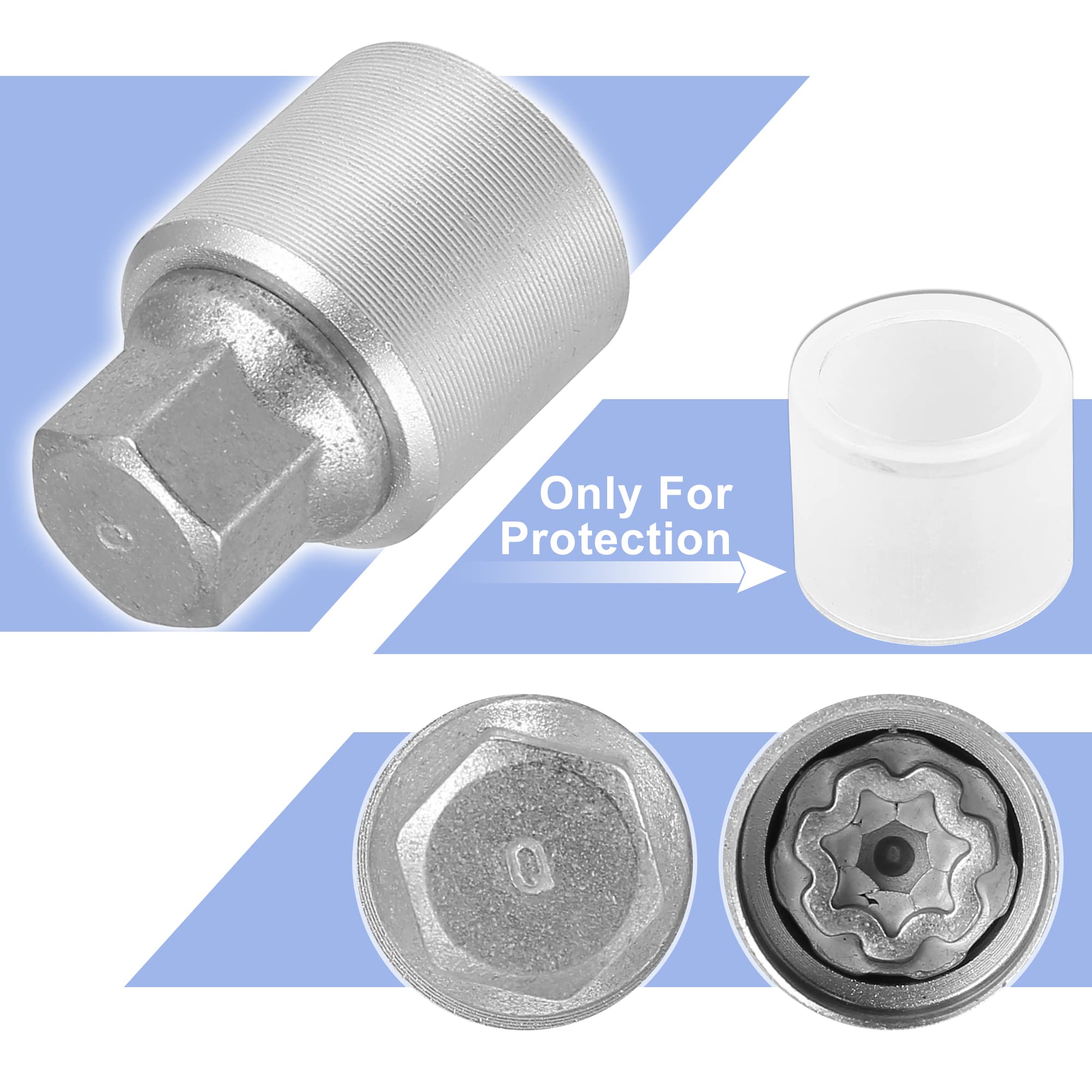 X AUTOHAUX Q Vehicle Wheel Lock Anti Theft Lug Nut Screw Removal Socket Key Wheel Lock Key for Audi A4L A5 A6L Q2L Q3 Q5 Q7 A8