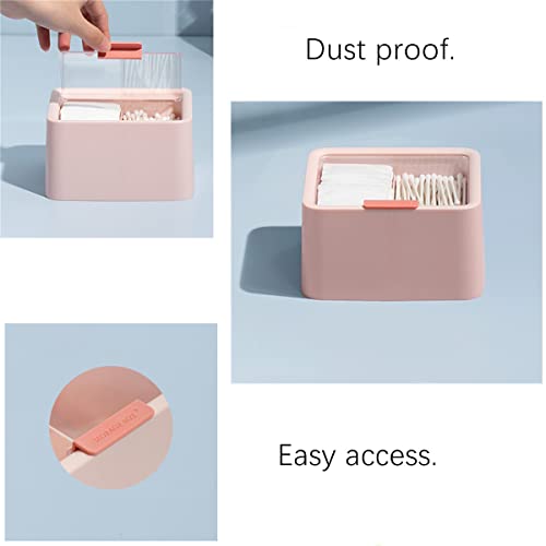 Storage Organizer, Bathroom Organizer Cotton Pad, 2 Grids Separate Cotton Swabs Dispenser, Plastic Storage Box for Bathroom Home Office Storage (Pink)