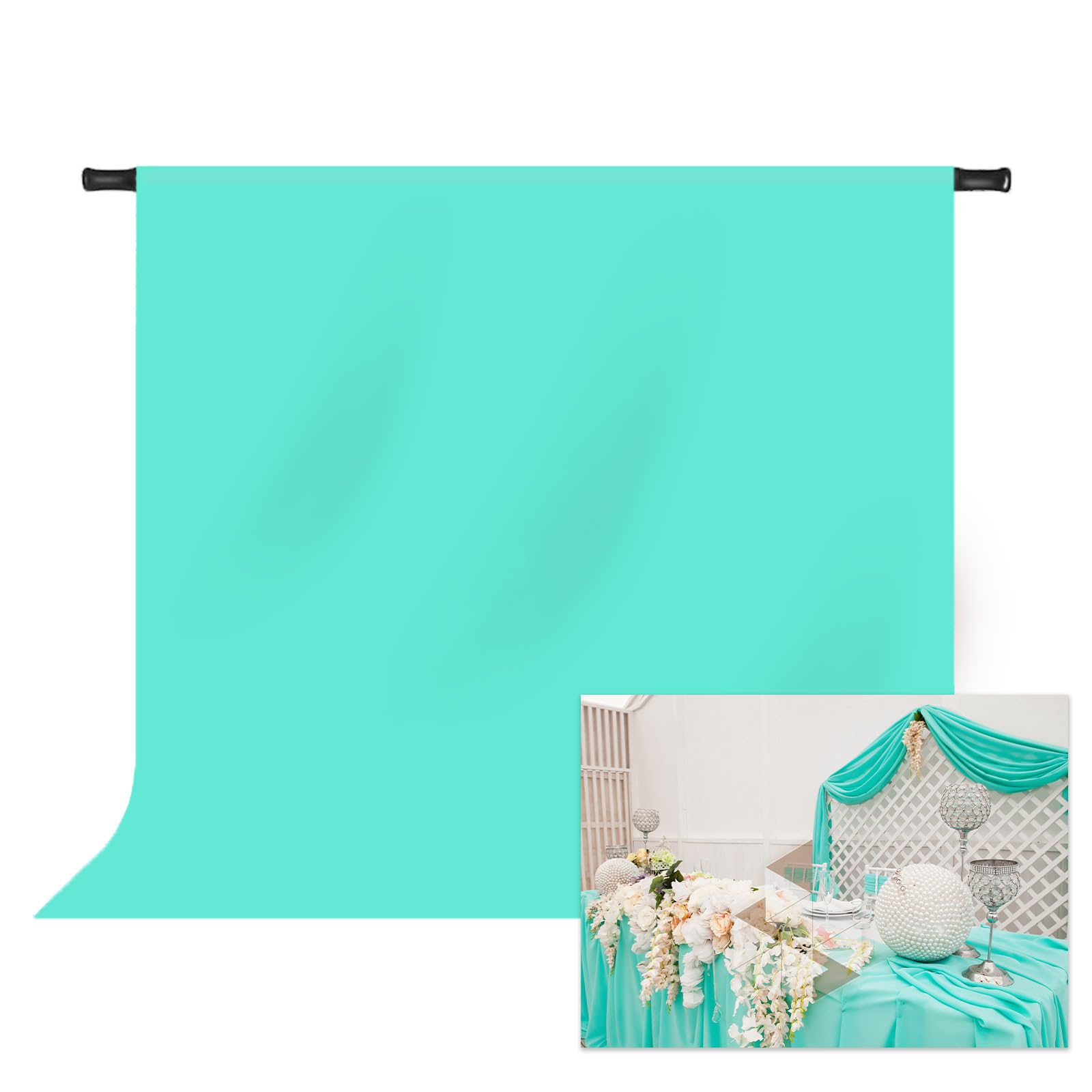 TOAOFY 10x10ft Light Blue Backdrop for Photography Solid Tifny Blue Color Photoshoot Background Muslin Fabric High Density Portrait Screen for TV Recording Photo Video Studio Art Props TAY0068