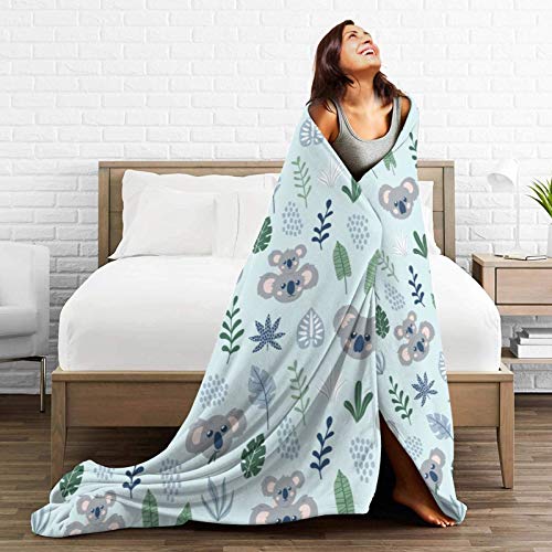 Cute Koalas Soft Throw Blanket All Season Microplush Warm Blankets Lightweight Tufted Fuzzy Flannel Fleece Throws Blanket for Bed Sofa Couch 50"x40"