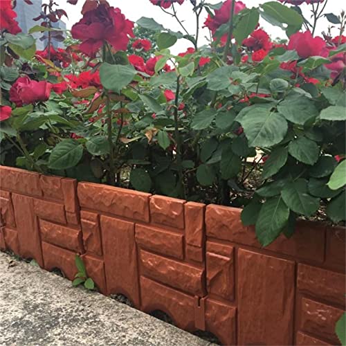 Garden Edging Set Plastic Fence, Imitation Stone Fence, Garden Edging Border Imitation Stone Brick, for DIY Decorative Patios Lawn Paths Landscape Walkways Flower Beds Border-10pcs