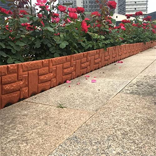 Garden Edging Set Plastic Fence, Imitation Stone Fence, Garden Edging Border Imitation Stone Brick, for DIY Decorative Patios Lawn Paths Landscape Walkways Flower Beds Border-10pcs