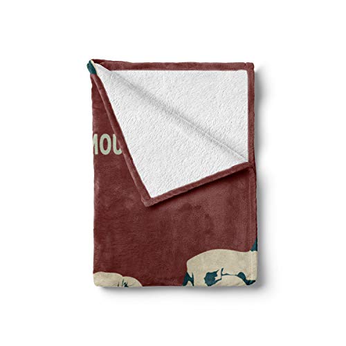 Lunarable Mount Rushmore Throw Blanket, South Dakota USA Famous Mount Rushmore, Flannel Fleece Accent Piece Soft Couch Cover for Adults, 60" x 80", Maroon Petrol