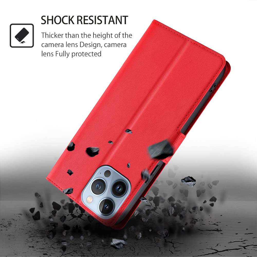 Fansipro Phone Cover Wallet Folio Case for Samsung Galaxy S9 Plus, Premium PU Leather Slim Fit Cover for Galaxy S9 Plus, 1 Card Slot, Handy, Red