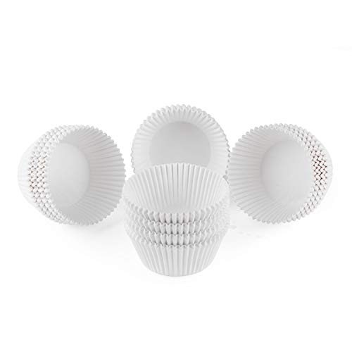 Caperci Standard White Cupcake Liners 500 Count, No Smell, Food Grade & Grease-Proof Baking Cups Paper