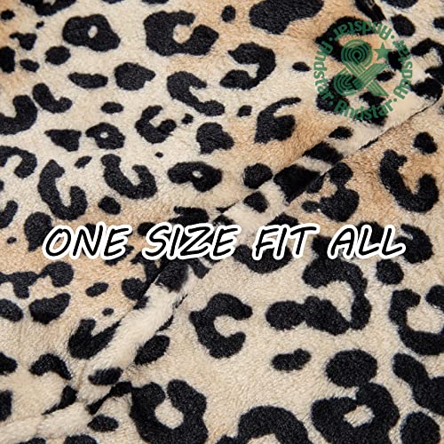 ANDSTAR Wearable Blanket Hoodie, Oversized Hooded for Women and Men, Comfy Sweatshirt with Giant Pocket （Leopard Print）