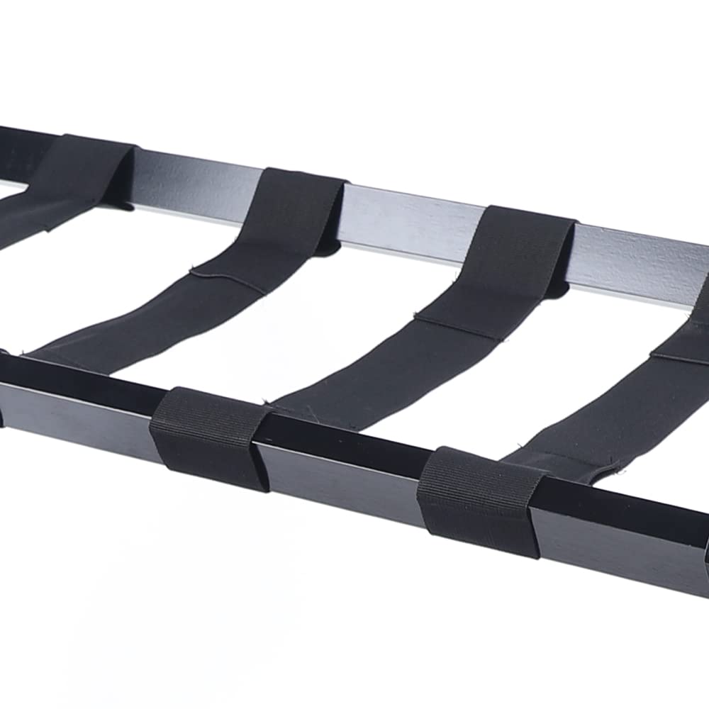 YIPONYT Luggage Rack Black Suitcase Stand Household Wood Folding Shelf,Folding Storage Rack Double Layer Luggage Rack for Guest Room Bedroom Hotel