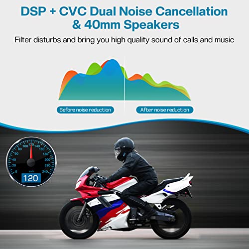 Motorcycle Bluetooth Helmet Headset 10 Riders Group Motorbike Intercom with Music Sharing FM Hand-free Call Bluetooth 5.0 Helmet Communication System for Ski/ATV/Dirt Motorbike/Off Road Work with Siri