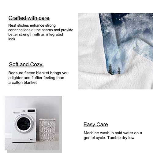 HommomH 40" x 50" Blanket Throw Comfort Warmth Soft Cozy Air Conditioning Easy Care Machine Wash Moon Wolf